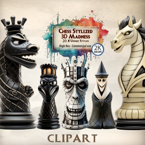 Gothic Horror Chess Clipart: Fantasy Chess Pieces PNG (commercial Use ...