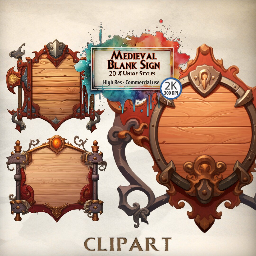 Medieval Sign Graphic Design Templates Blanks Signs Clipart Fantasy ...