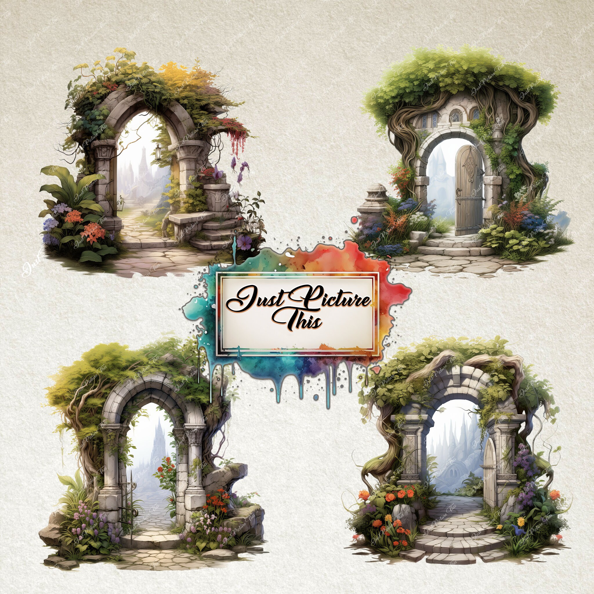 Secret Garden Clipart: Fantasy Botanical PNG Graphics (digital Download ...