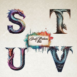 Dragon Letters Clipart Illuminated Alphabet Graphics Fantasy Fonts ...