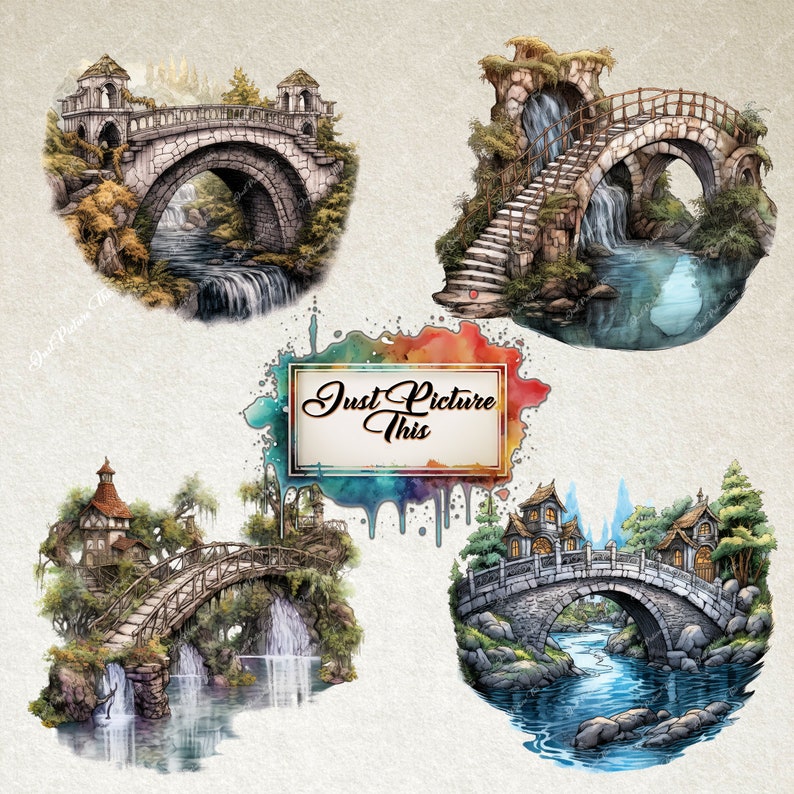 Fantasy Bridges Clipart: Medieval Stone & Wooden Designs (PNG Digital ...