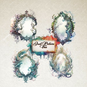 Watercolour Magic Mirror Vintage Clipart Bundle Fantasy Mirror Unique ...