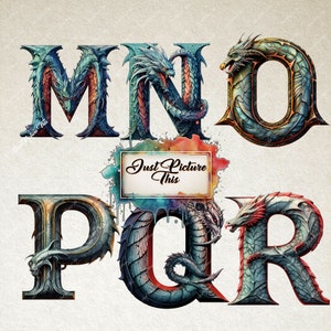 Dragon Letters Clipart Illuminated Alphabet Graphics Fantasy Fonts ...