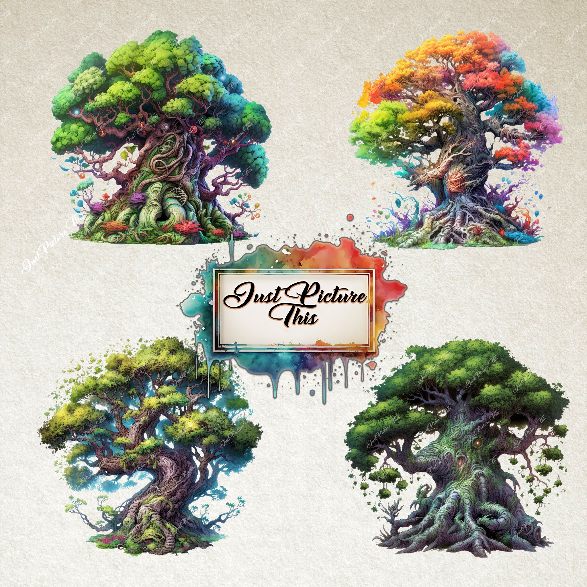 Tree Clipart Magical Fantasy Trees Enchanted Forest Graphics - Etsy