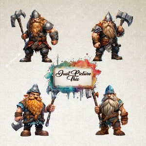Fantasy Dwarf Clipart: Mining Gnome Illustrations (PNG) - Etsy