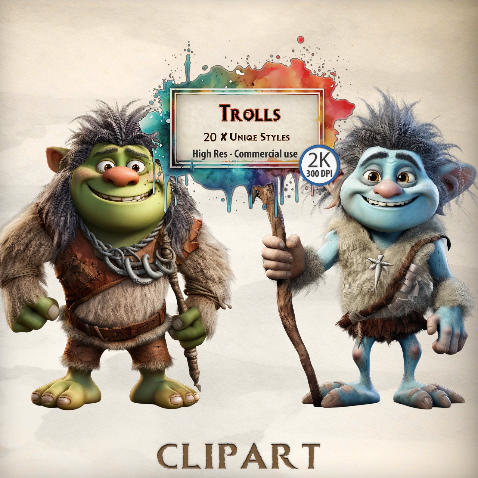 Troll Clipart Cartoon Trolls Graphics for Children Fairy Tale Ogres ...