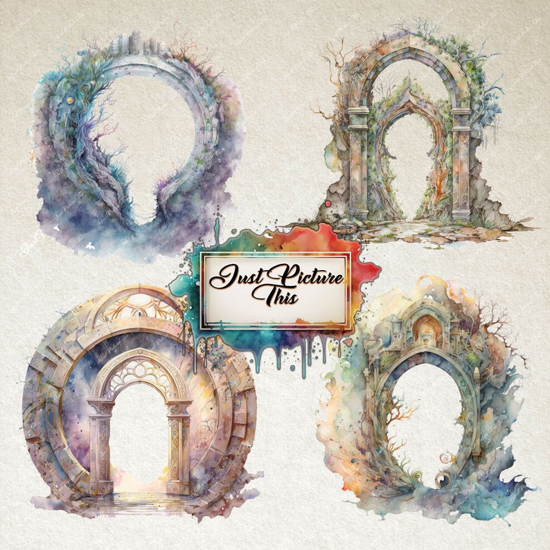 Watercolour Art Fantasy Portals Clipart Magical Doorway - Etsy