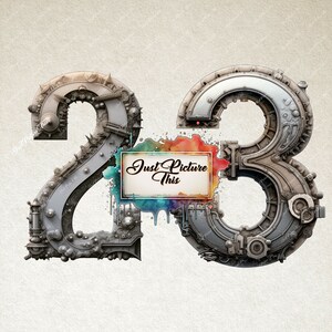 Steampunk Numbers Clipart: Mechanical Theme (transparent PNG) - Etsy