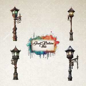 Lamp Post Clipart Fantasy Enchanting Illustrations: Mystical Glow of ...