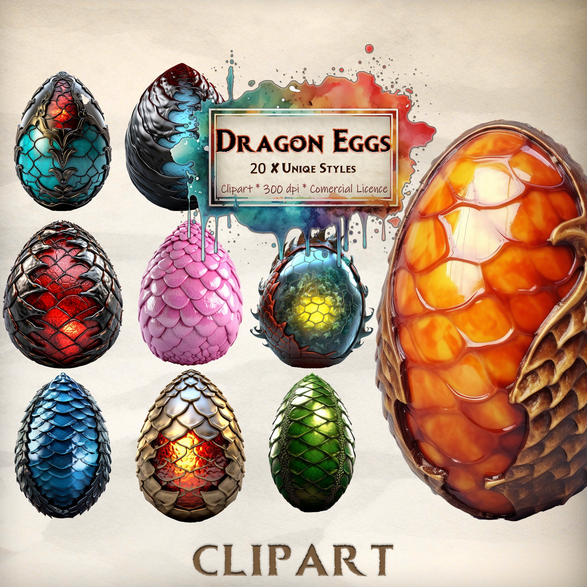 Dragon Egg Clipart Bundle Magic PNG Fantasy Clipart Printable - Etsy