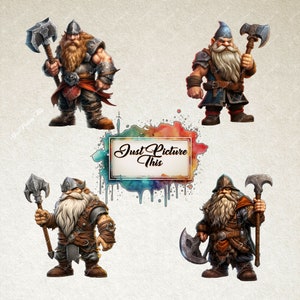 Fantasy Dwarf Clipart: Mining Gnome Illustrations (PNG) - Etsy