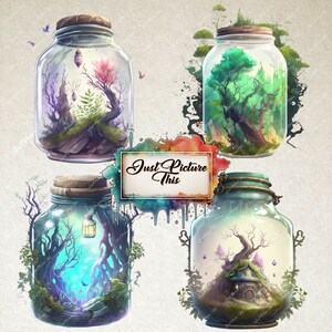 Fantasy Jars Clipart Fairy Jars Enchanted Magic Potions PNG File ...