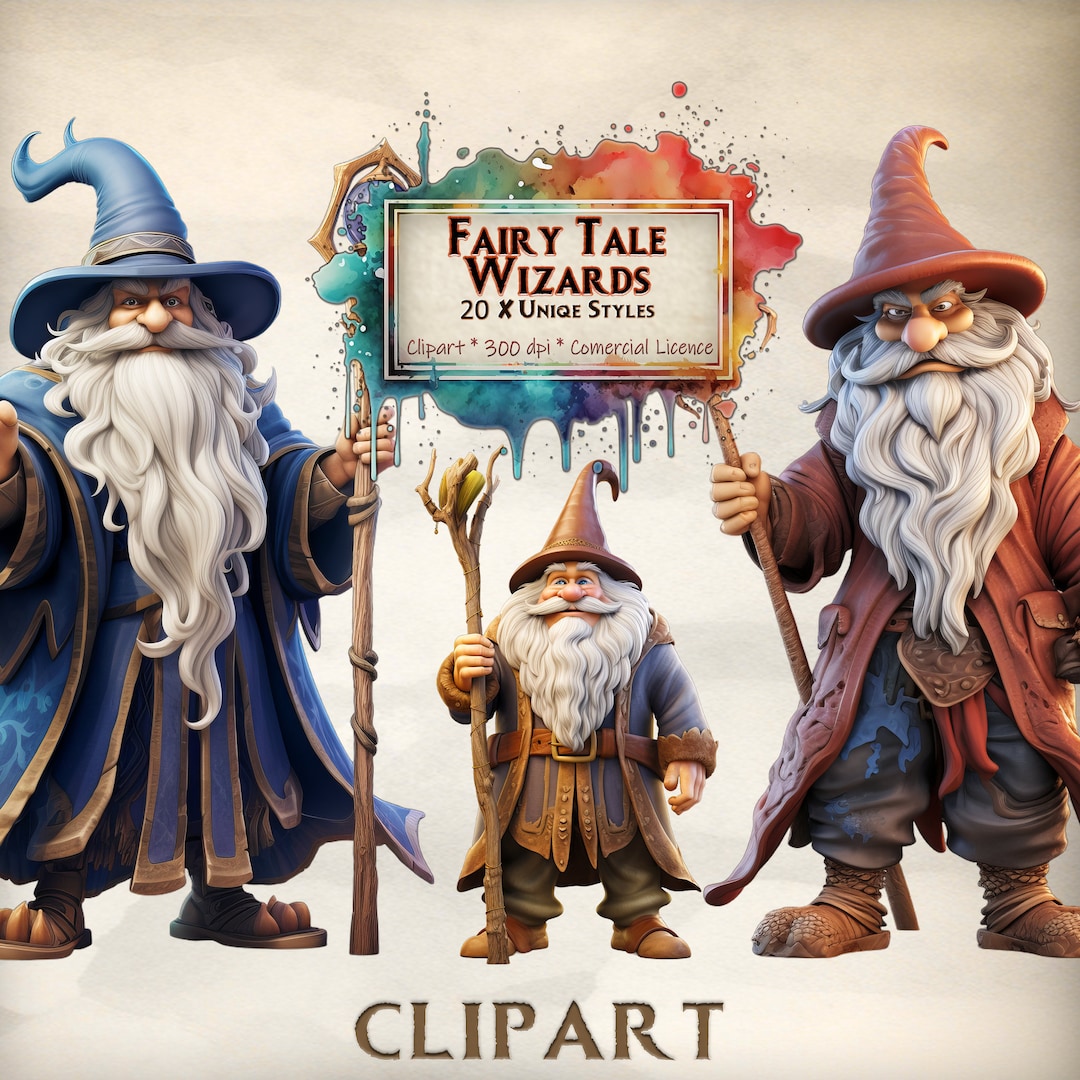 Wizard Clipart Cute Children's Cartoon Style Graphics Fantasy RPG ...