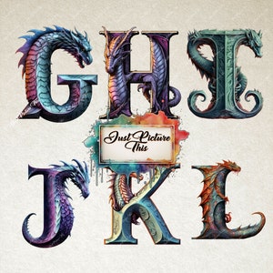 Dragon Letters Clipart Illuminated Alphabet Graphics Fantasy Fonts ...