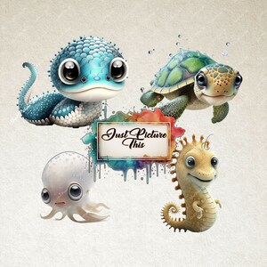 Under the Sea Clipart Cute Sea Animals Clipart Bundle Cute Fish Baby ...