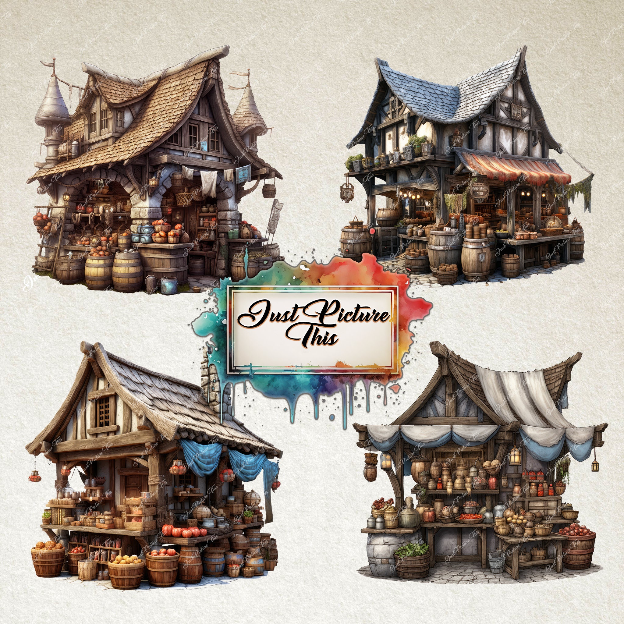 Farmer Market Clipart Medieval Markets Clipart Bundle Old - Etsy