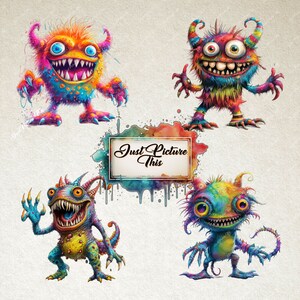 Little Monsters Clipart Bundle: Cute and Mischievous Monster ...