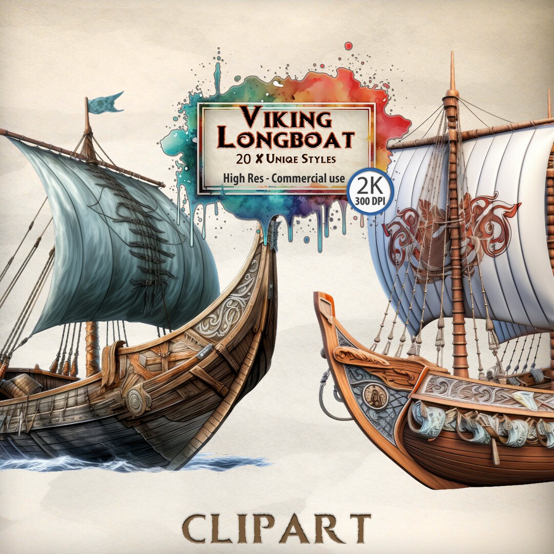 Viking Ship Clipart Viking Longboat Graphic Design Elements Nautical ...