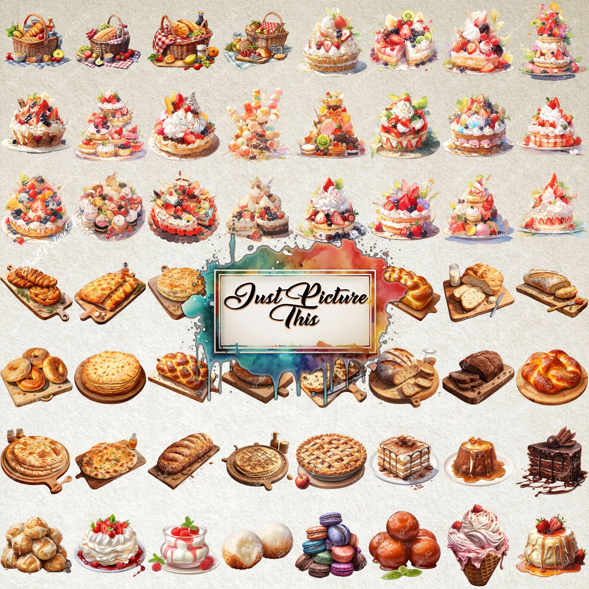 Food Clipart Bundle: Cooking Graphics, Charcuterie, Sushi (PNG Digital ...