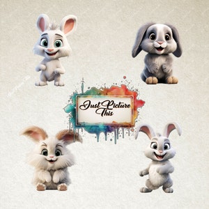 Rabbit Clipart Cute Cartoon Style Rabbits Fairy Tale Kid Book ...