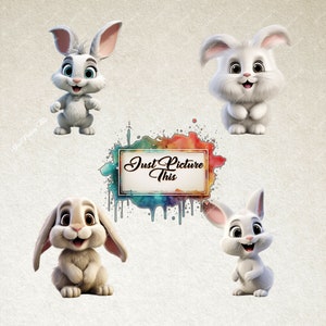 Rabbit Clipart Cute Cartoon Style Rabbits Fairy Tale Kid Book ...