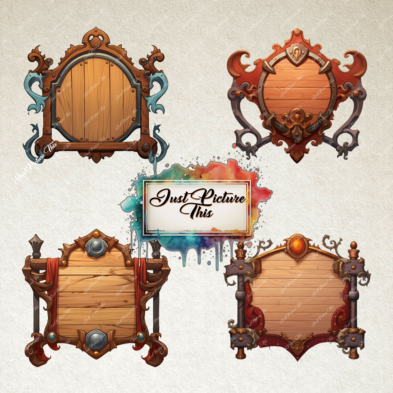 Medieval Blank Sign Clipart: Fantasy Graphic Design Templates (PNG) - Etsy
