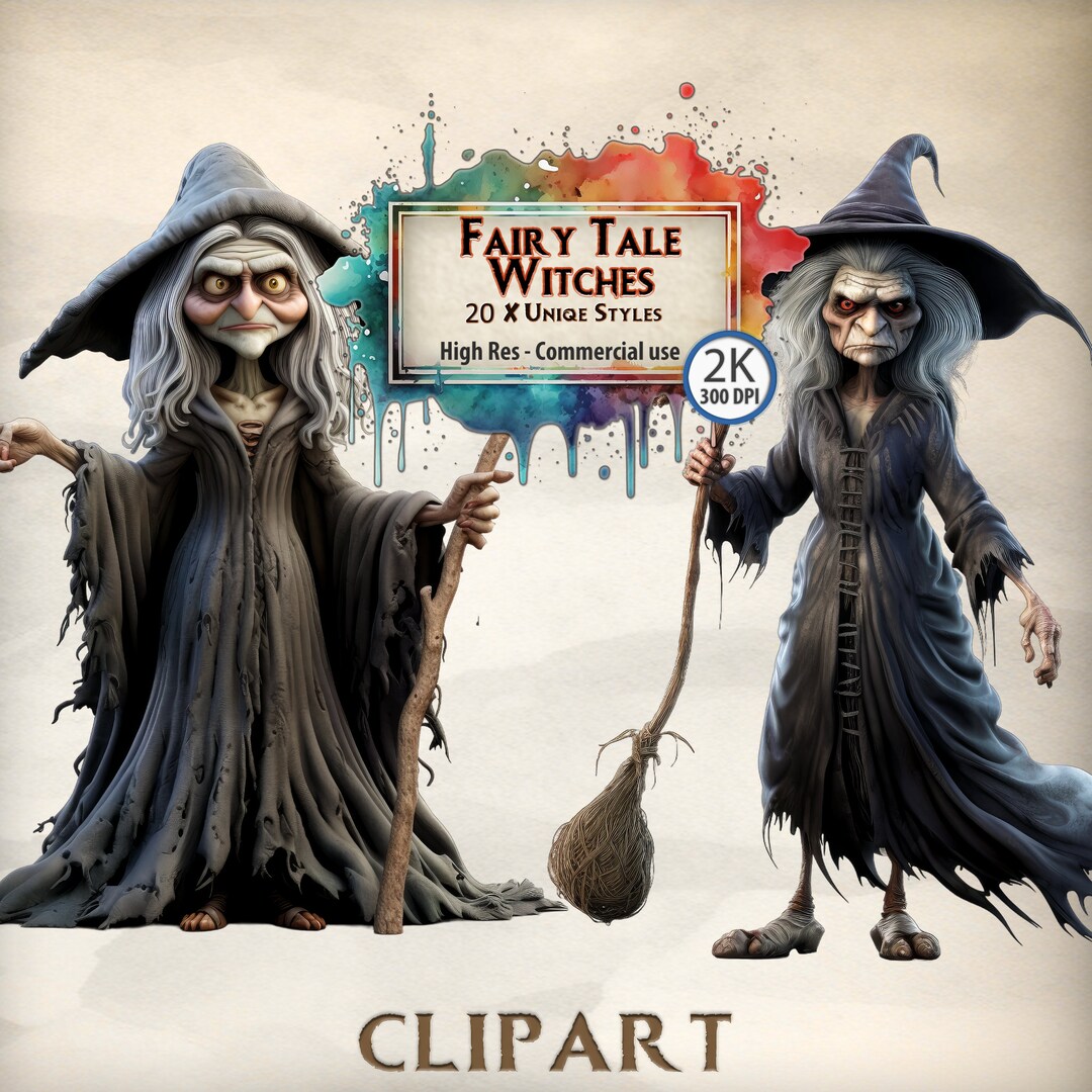 Fairy Tale Witch Clipart: Halloween Graphics (PNG Files) - Etsy