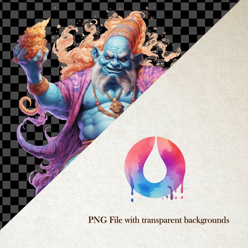 Genie Clipart Blue Jinn Fantasy Graphics Arabian Mythical - Etsy