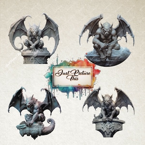 Gargoyle Clipart Stone Demon Church Statue Graphics PNG Gothic Style ...
