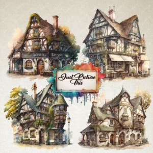 Watercolour Art| Fantasy Taverns | Medieval Inn | Clip Art Bundle ...