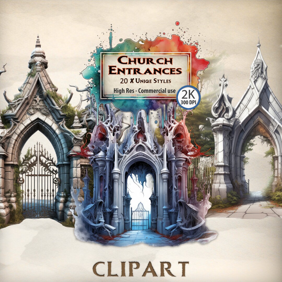 Churchyard Clipart Evil Haunted Gates Fantasy Horror Spooky Cemetery ...