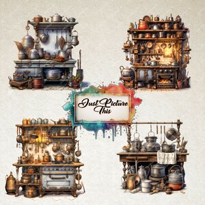 Vintage Kitchen Clipart Medieval Old Antique Style Clipart Bundle ...