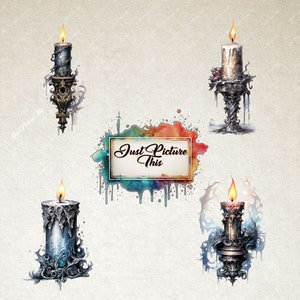Candle Clipart Gothic Horror Style Illustrations Watercolour Haunted ...
