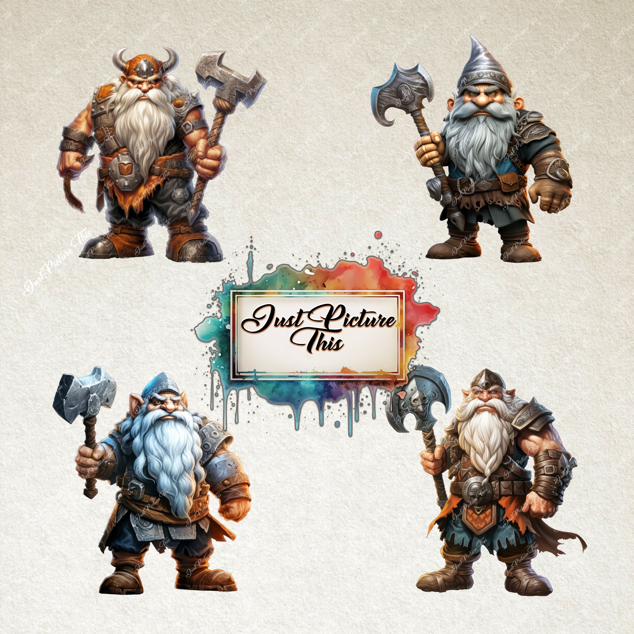 Fantasy Dwarf Clipart: Mining Gnome Illustrations (PNG) - Etsy