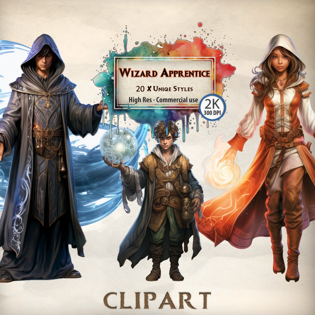 Wizard Clipart Wizards Apprentice Graphics Young Sorceress Black Magic ...