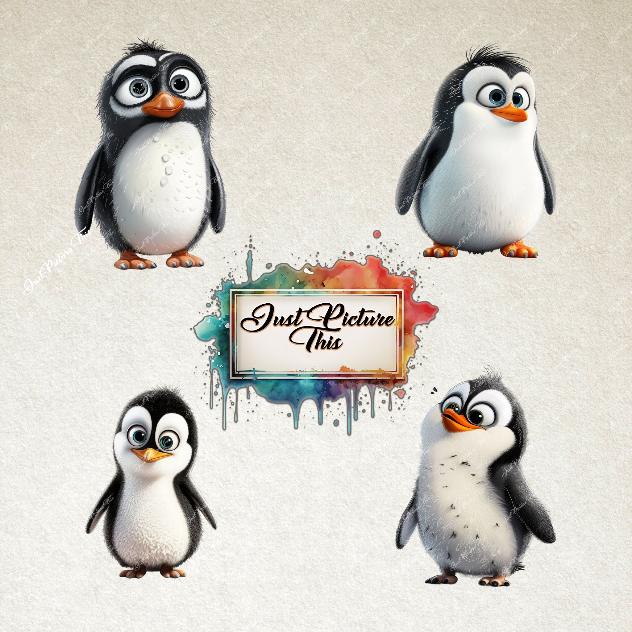 Cute Penguins Clipart Bundle: Adorable Penguin Illustrations for Winter ...