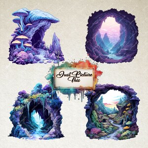 Mystical Caves Clipart Bundle: Enchanted Cave Illustrations for Fantasy ...