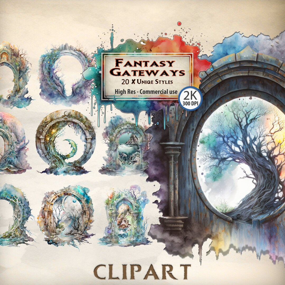 Watercolour Art | Fantasy Portals Clipart | Magical Doorway | Enchanted ...