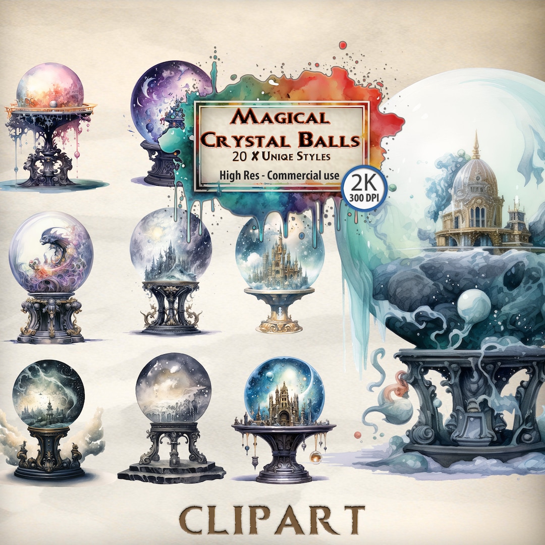 Crystal Ball Clip Art Crystal Ball Tattoo Fantasy Clipart Bundle ...