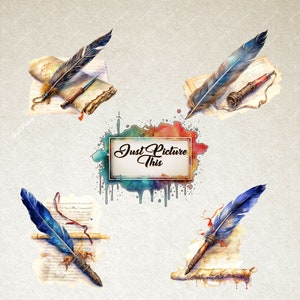 Magic Quill Clipart Fantasy Quill Parchment Quick Writing Pen Artwork ...