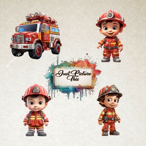 Firemen Clipart Children's Fire Fighters Graphics Kids Party Fire Men ...