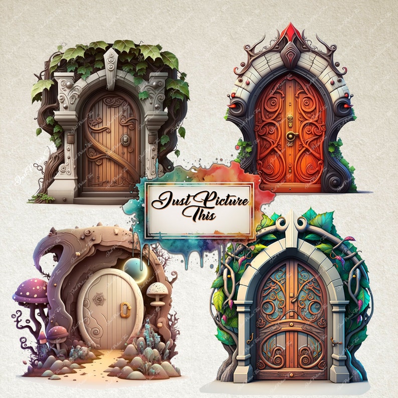 Fantasy Doors Clipart Bundle Detailed Stylized PNG File - Etsy