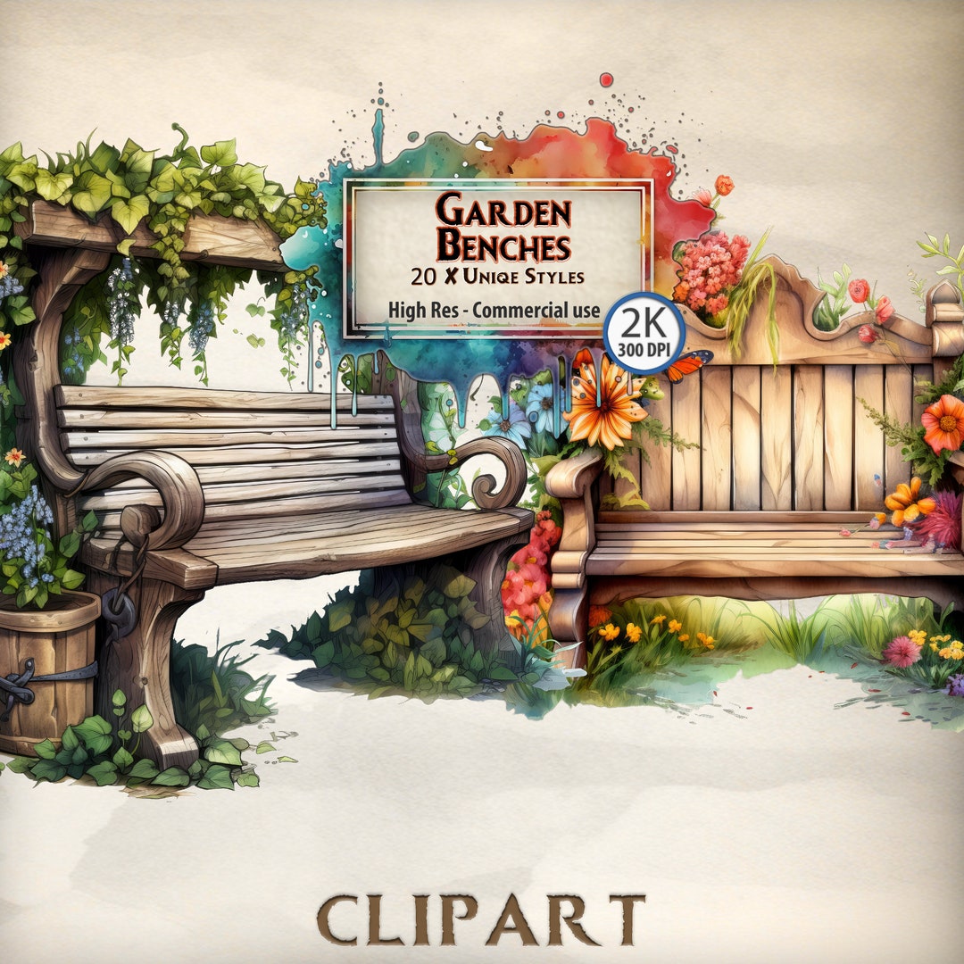 Garden Clipart Garden Bench Graphic Design Elements Flower Garden ...