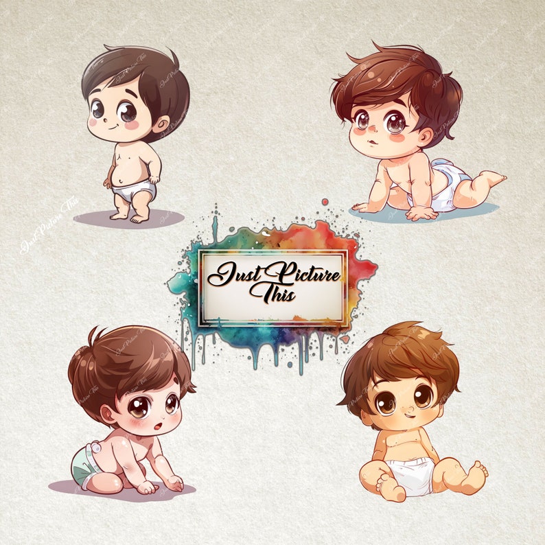 Babies in Diapers Clipart: Infant Illustrations (digital Download) - Etsy