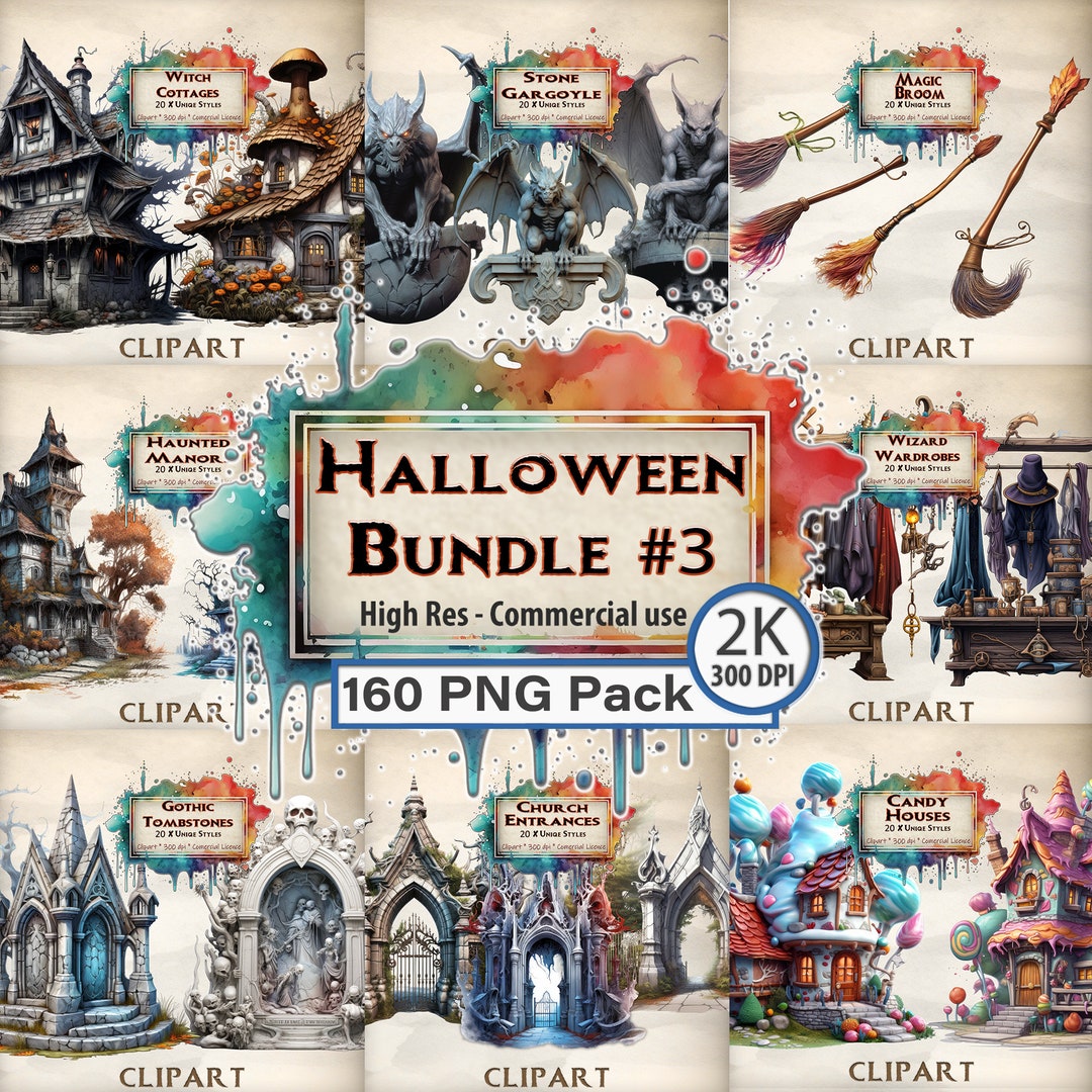 Halloween Clipart Bundle Massive Halloween Graphics Pack Haunted House ...