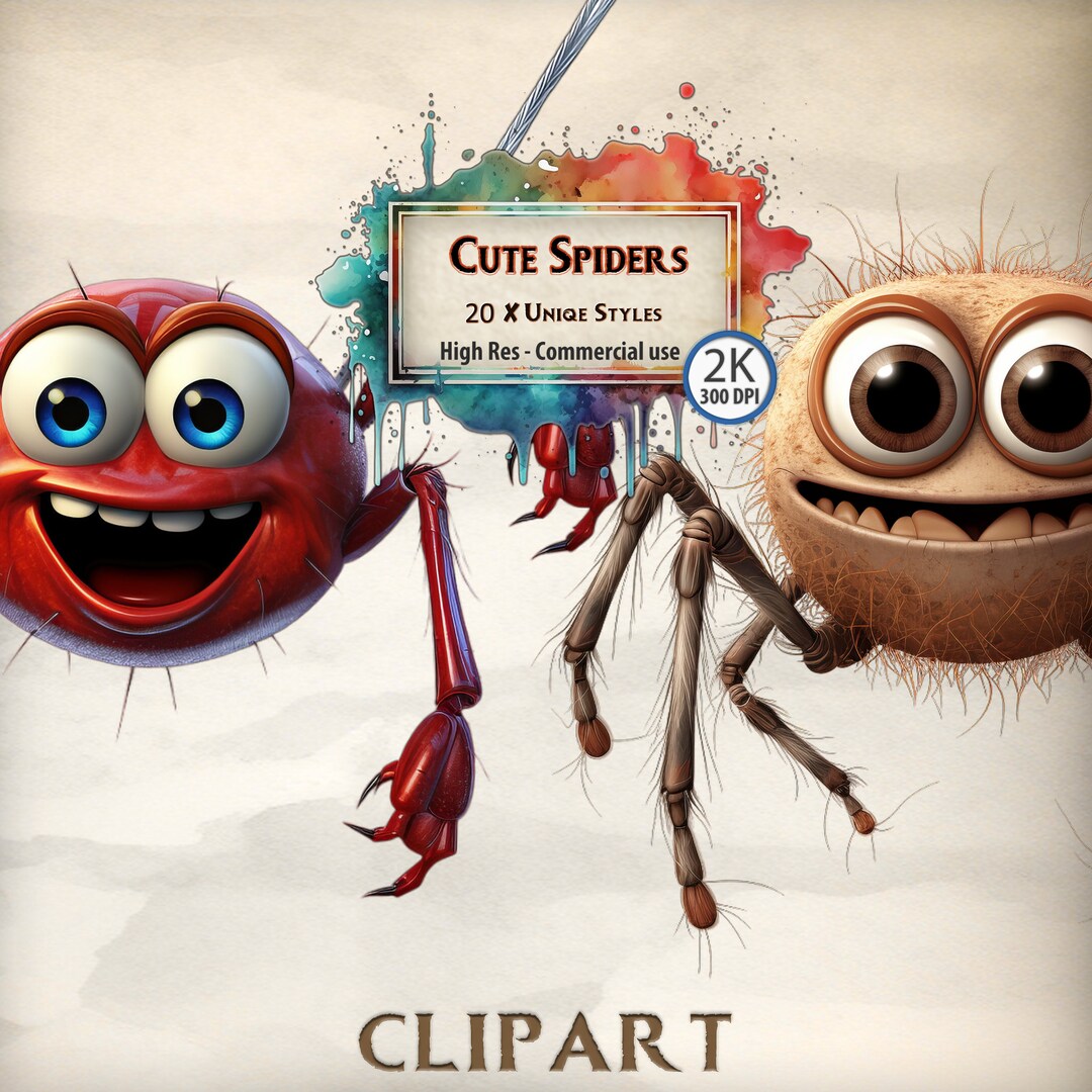 Spider Clipart Cute Children's Halloween Spiders Party Smiling Spiders ...