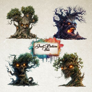 Haunted Trees Clipart Bundle: Spooky and Mysterious Tree Illustrations ...