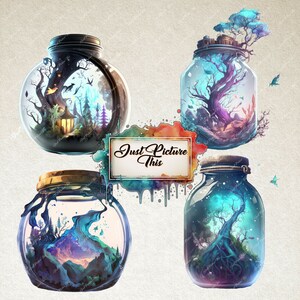 Fantasy Jars Clipart Fairy Jars Enchanted Magic Potions PNG File ...