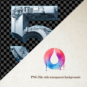 Sci Fi Numbers Clipart Cyberpunk Themed Numbers Graphics Illuminated ...