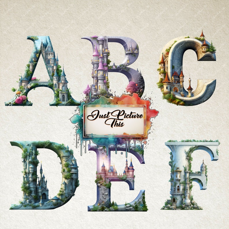 Fairy Tale Alphabet Clipart: Illuminated Fantasy Letters (PNG Digital ...